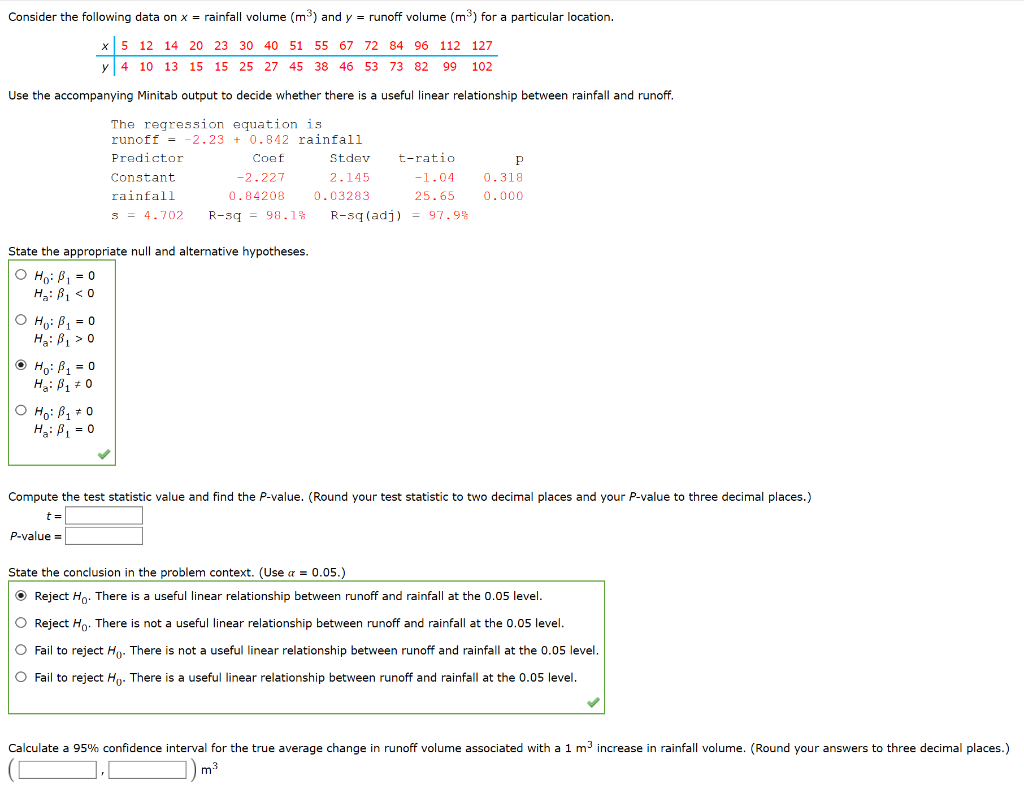 Solved Consider the following data on x = rainfall volume | Chegg.com
