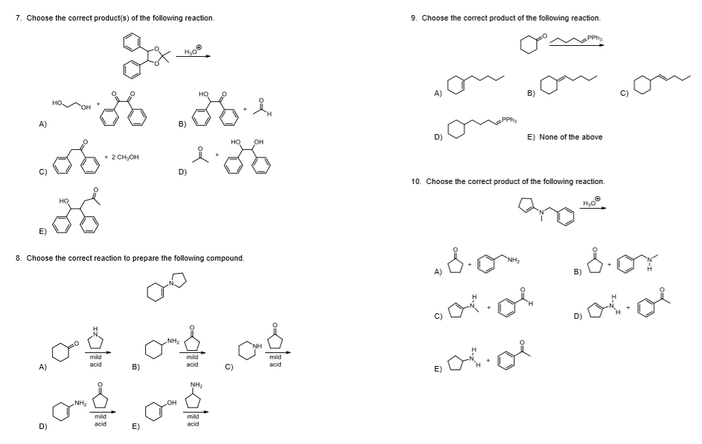 Solved 7. Choose the correct product(s) of the following | Chegg.com