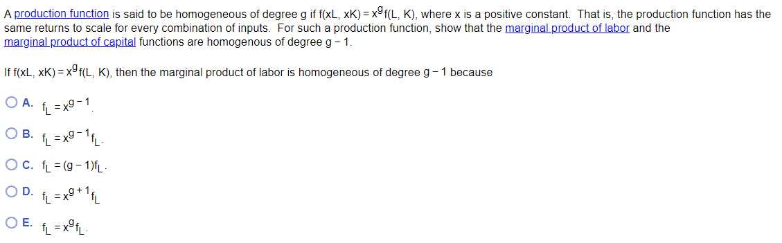 Solved A production function is said to be homogeneous of | Chegg.com
