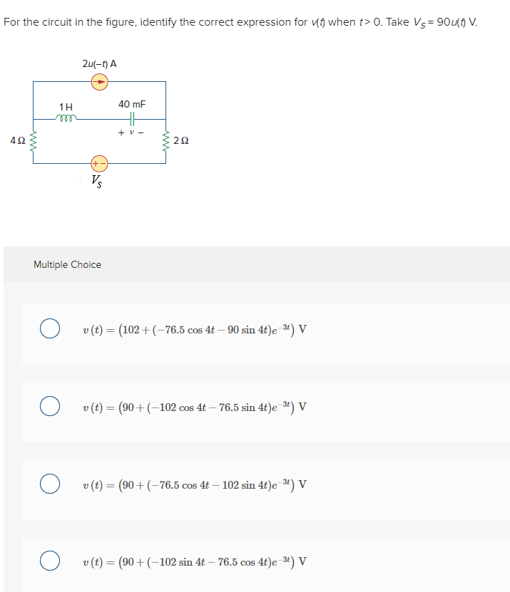 Solved For the circuit in the figure, identify the correct | Chegg.com
