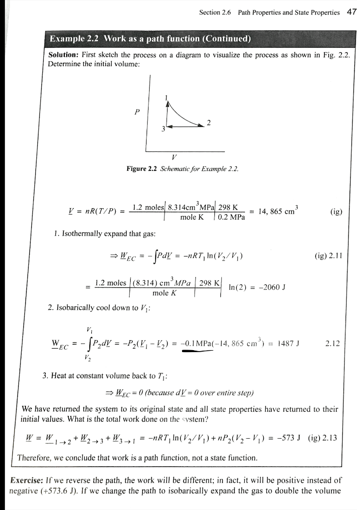 Solved Example 2.2 Work as a path function Consider 1.2 | Chegg.com
