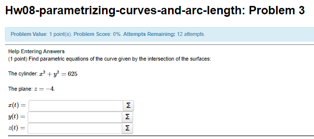 Solved Hw08-parametrizing-curves-and-arc-length: Problem 3 | Chegg.com