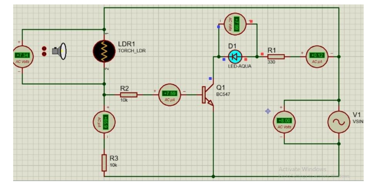 66 2+ LDR1 TORCH_LDR D1 R1 +7.34 AC Volts +0.12 ACUA | Chegg.com