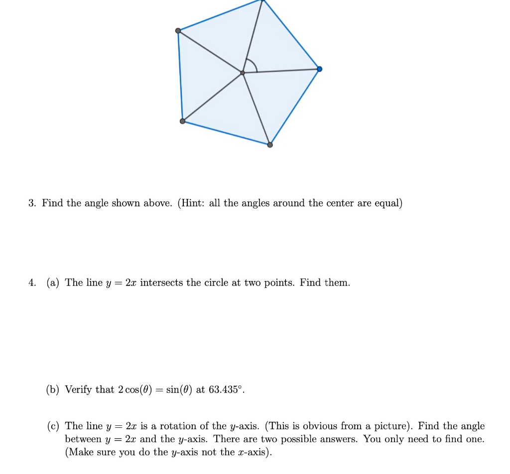 Solved 3. Find the angle shown above. (Hint: all the angles | Chegg.com