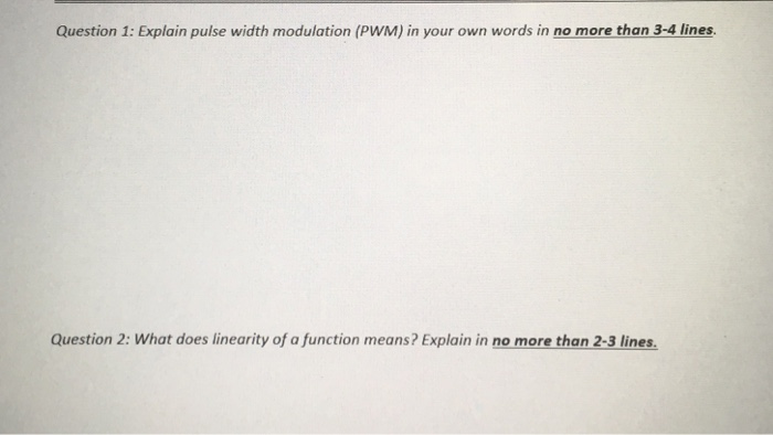 Solved Question 1: Explain pulse width modulation (PWM) in | Chegg.com
