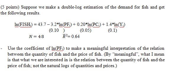 Solved (5 points) Suppose we make a double-log estimation of | Chegg.com