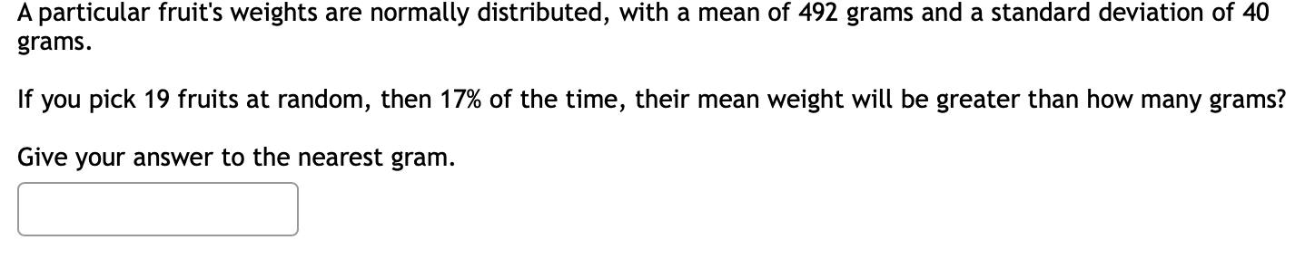 Solved A particular fruit's weights are normally | Chegg.com