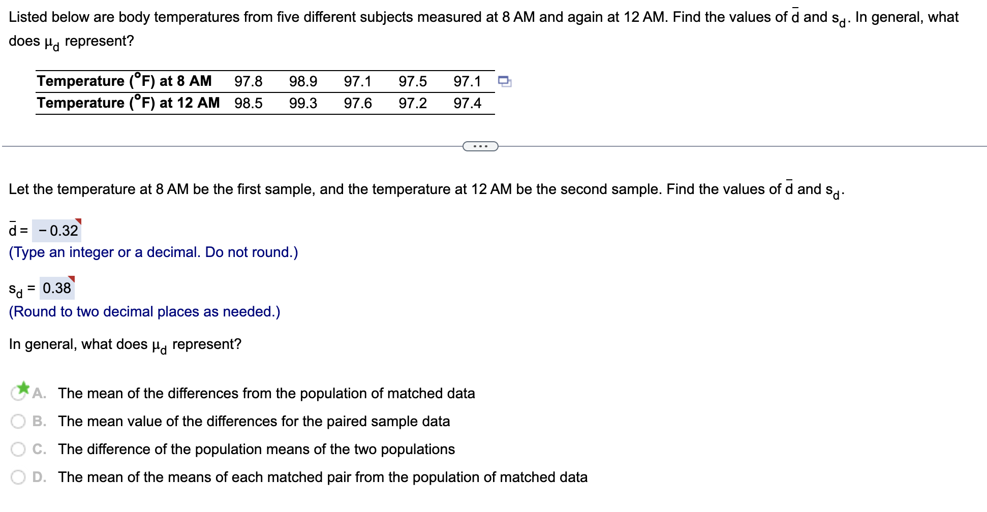 Solved Listed below are body temperatures from five | Chegg.com