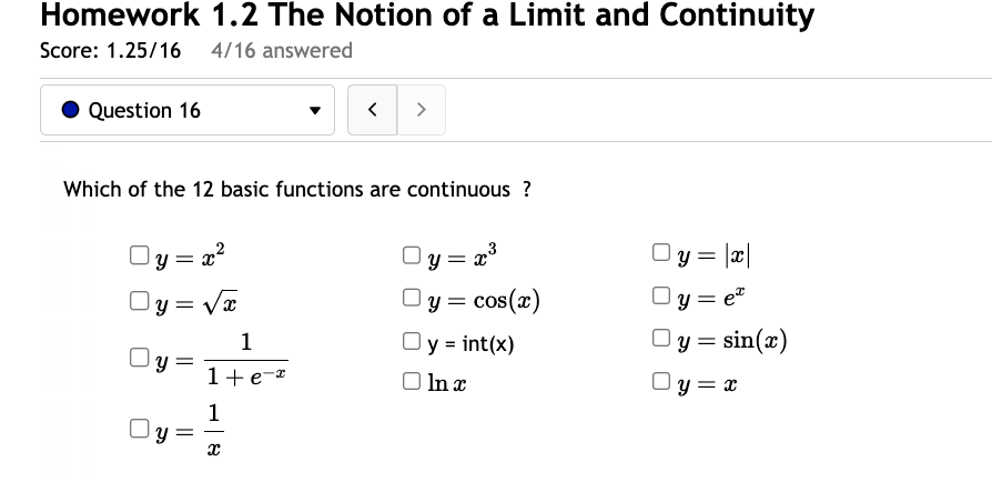 Solved Homework 1.2 The Notion of a Limit and Continuity | Chegg.com