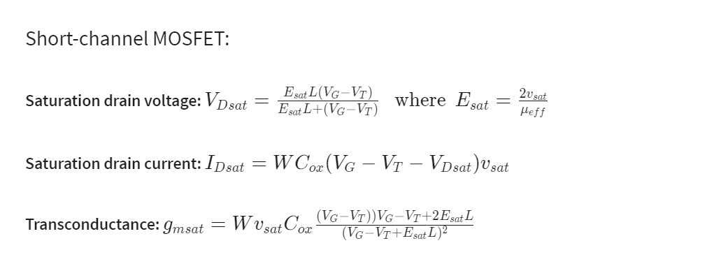 Solved Using the short channel theory, calculate the | Chegg.com