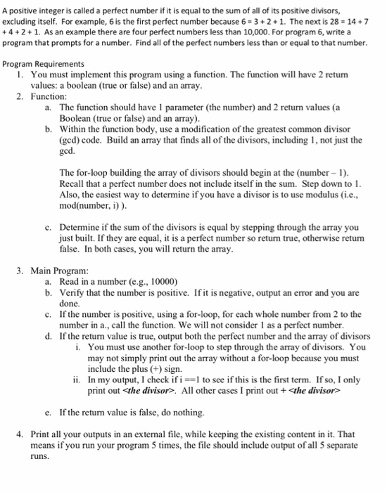 Solved A positive integer is called a perfect number if it | Chegg.com