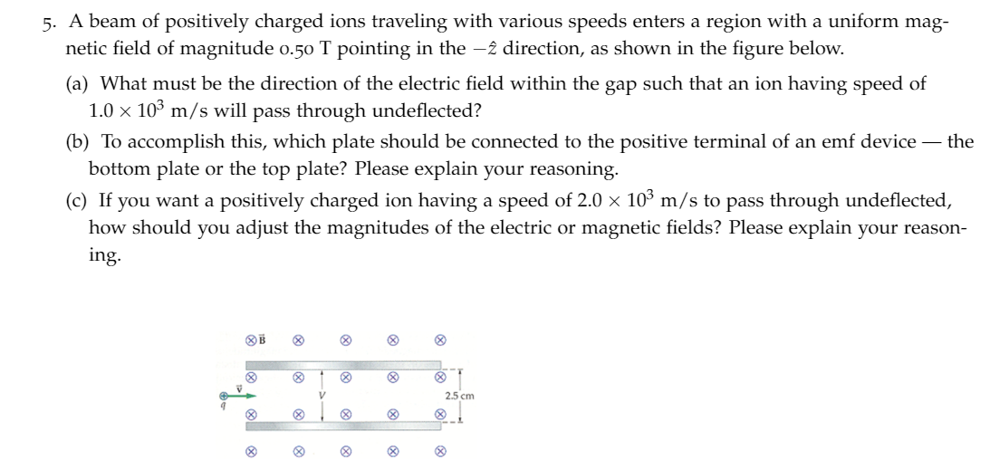 Solved 5. A beam of positively charged ions traveling with | Chegg.com