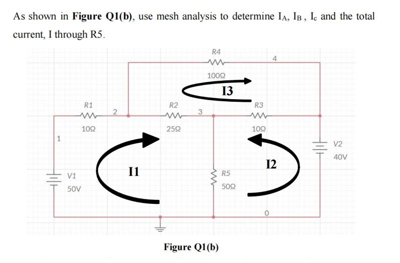 Solved As shown in Figure Q1(b), use mesh analysis to | Chegg.com