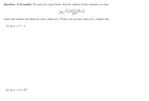 Solved Question 2 (8 marks) For each g(x) given below, find | Chegg.com