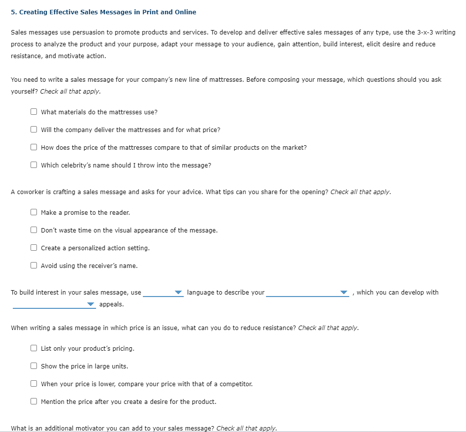 Solved 5. Creating Effective Sales Messages in Print and | Chegg.com