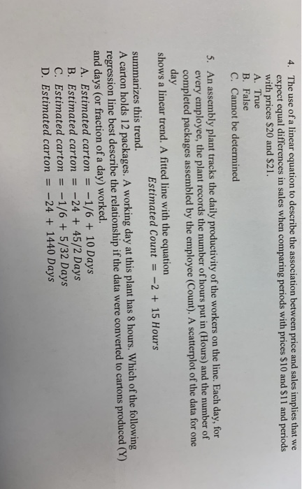 Solved The use of a linear equation to describe the | Chegg.com