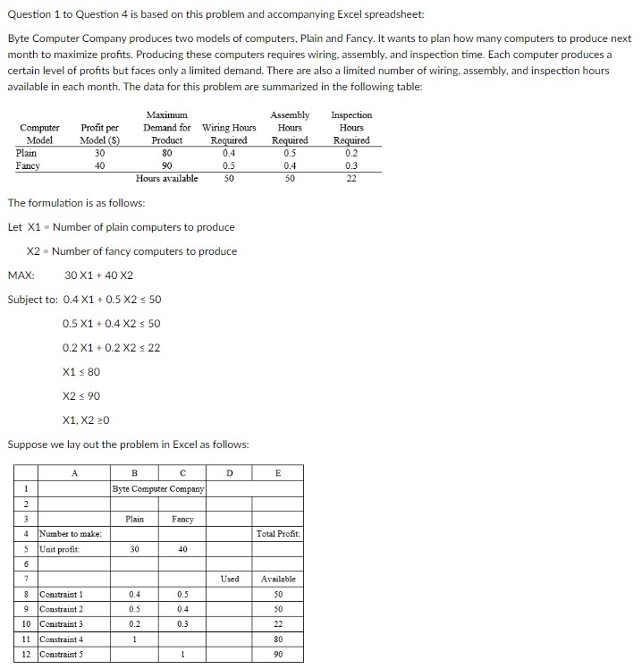Solved Question 1 to Question 4 is based on this problem and | Chegg.com