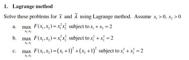 Solved A 1 Lagrange Method Solve These Problems For I And Chegg