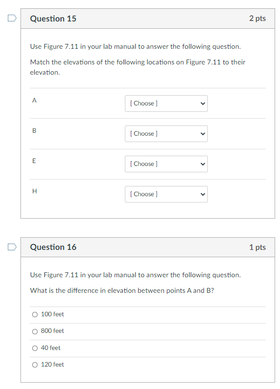 Solved Figure 7.11 Topographic map to be used to answer | Chegg.com