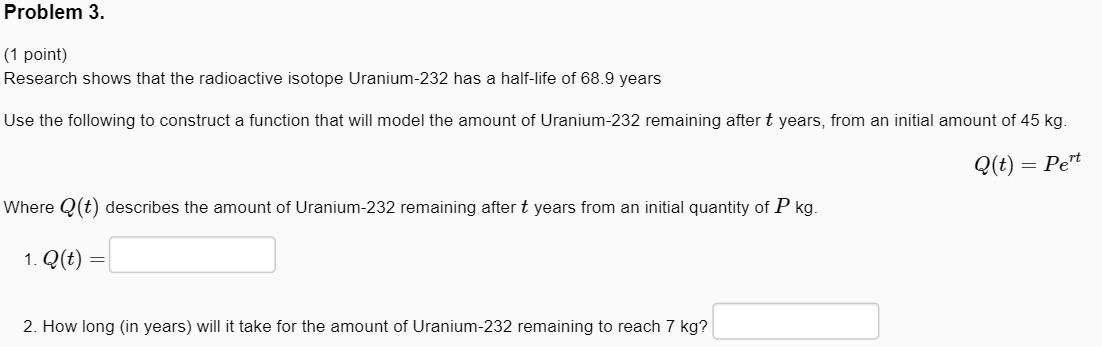 Solved Problem 3. (1 point) Research shows that the | Chegg.com