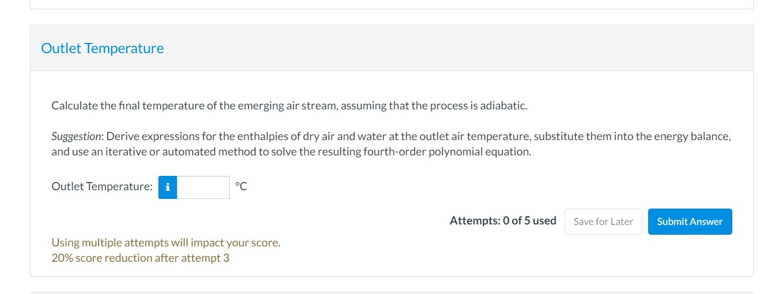 Outlet Temperature Calculate the final temperature of | Chegg.com