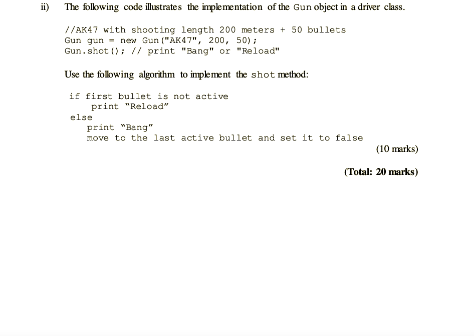 Solved ii) The following code illustrates the implementation | Chegg.com