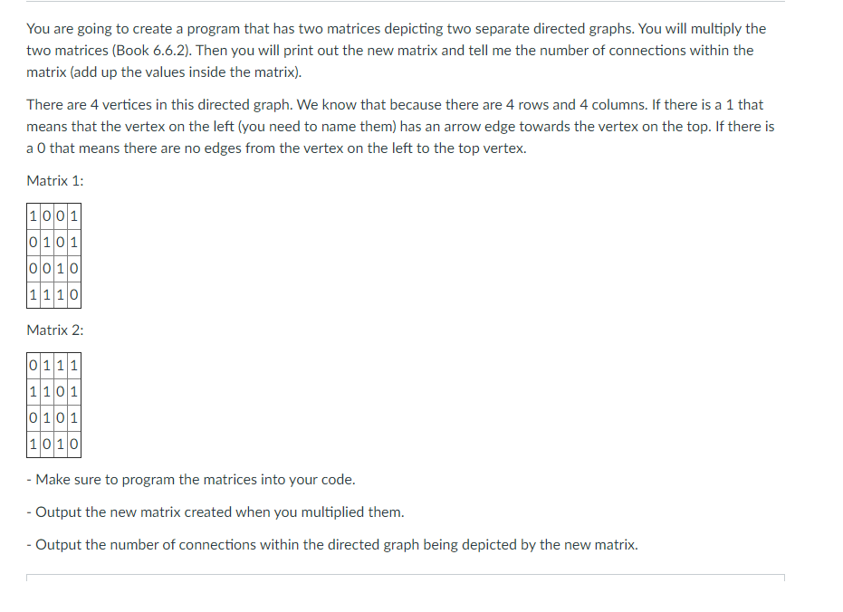 Solved You are going to create a program that has two | Chegg.com