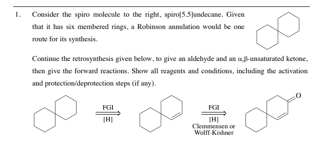 Solved 1. Consider the spiro molecule to the right, | Chegg.com