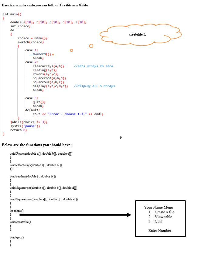 Solved C++... complete the program according to the | Chegg.com