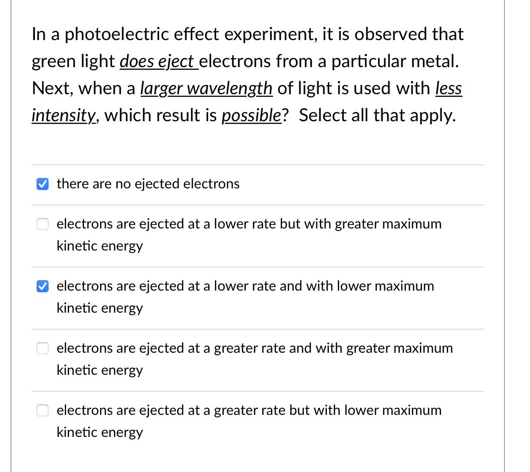 Solved In a photoelectric effect experiment, it is observed | Chegg.com
