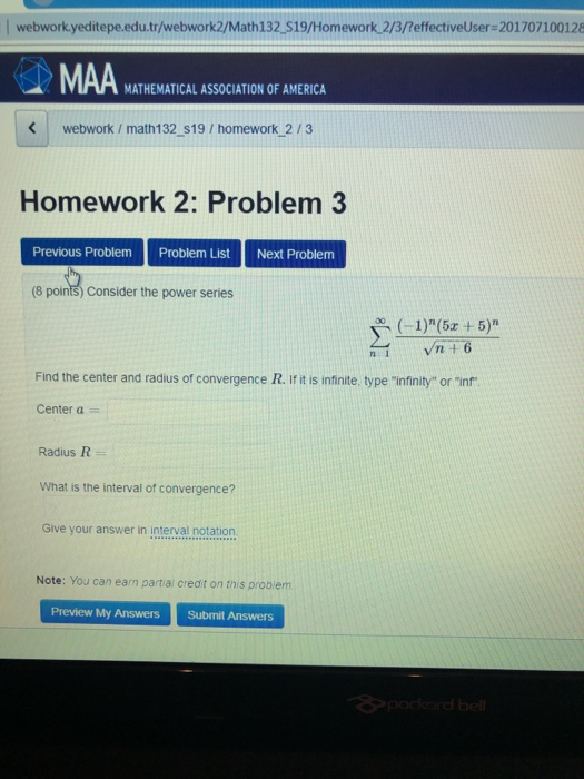 Solved webwork.yeditepe.edu.tr/webwork2/Math132 S19/Homework | Chegg.com