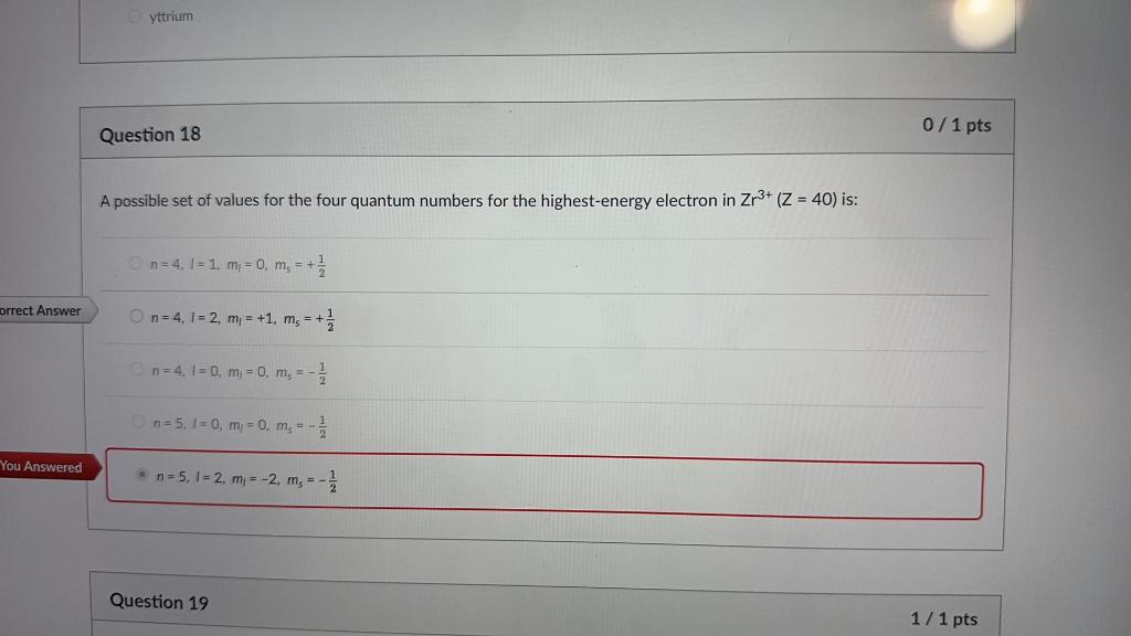 Solved Question 18 A possible set of values for the four | Chegg.com