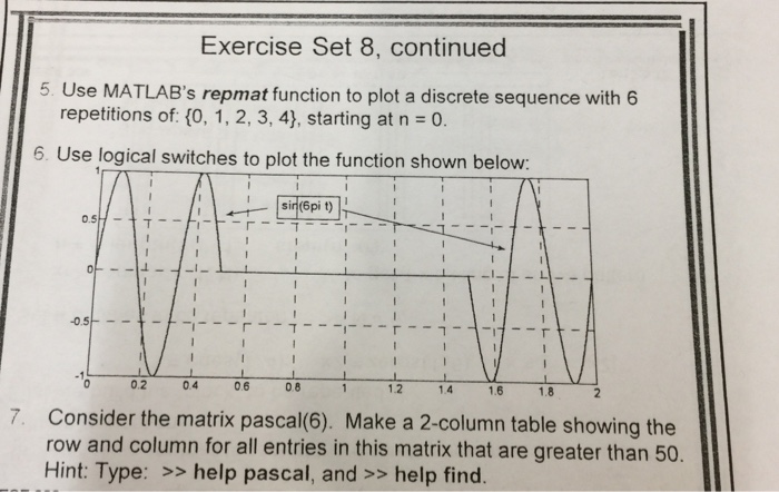 Solved Exercise Set 8, continued 5. Use MATLAB's repmat | Chegg.com