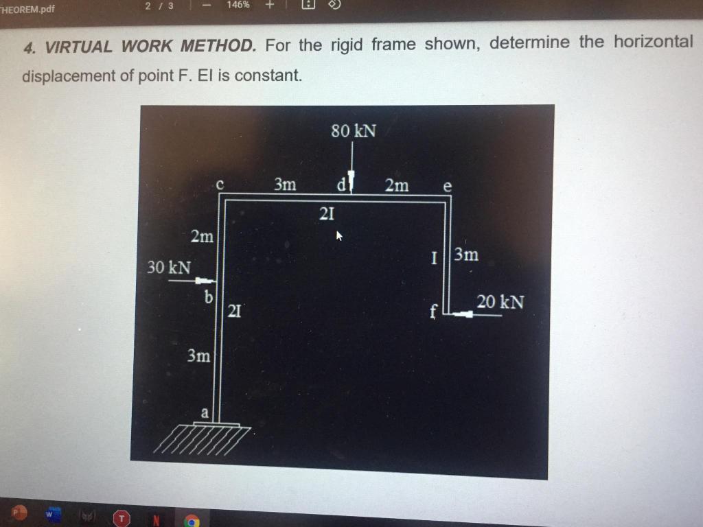 Solved HEOREM.pdf 2/3 146% 4. VIRTUAL WORK METHOD. For the | Chegg.com