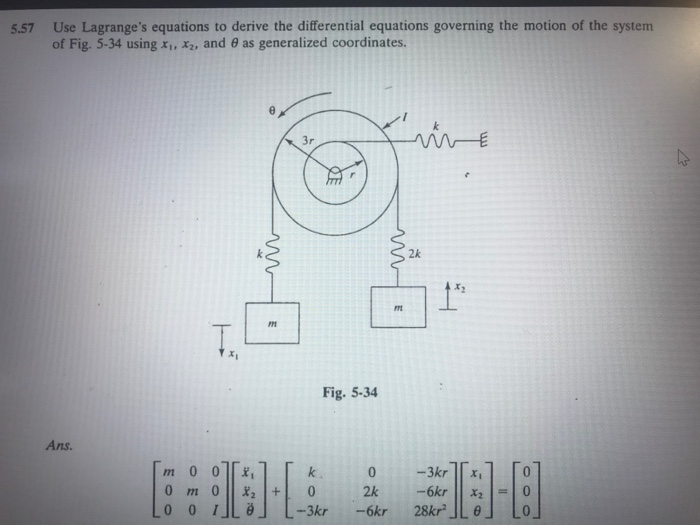 Solved Use Lagrange's equations to derive the differential | Chegg.com