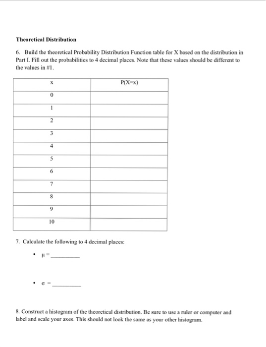 Theoretical Distribution 6. Build the theoretical | Chegg.com