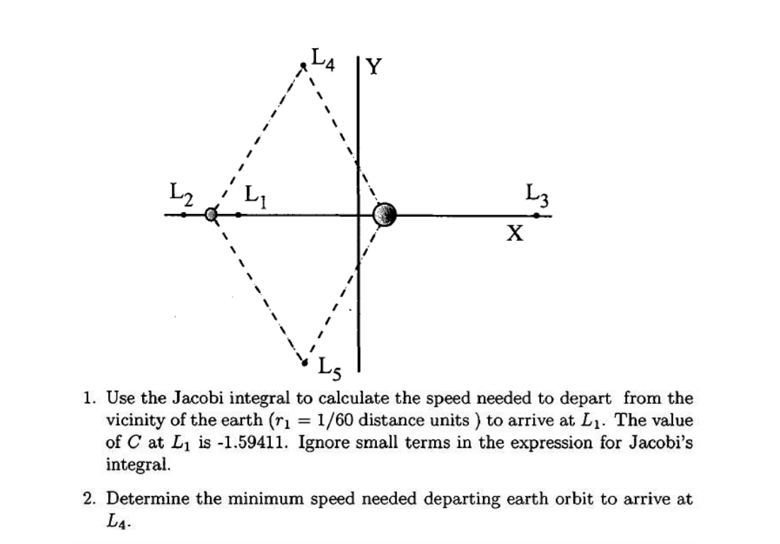 Solved Y L3 X 1. Use the Jacobi integral to calculate the | Chegg.com