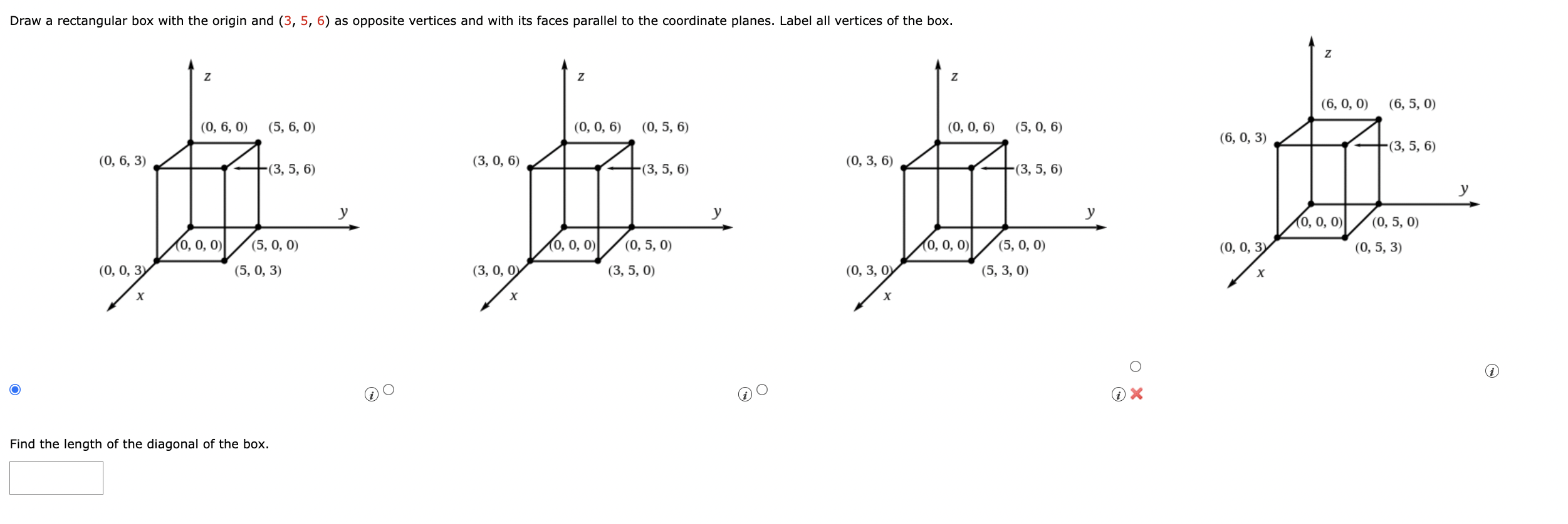 Solved Consider the point. (3, 5, 6) What is the projection | Chegg.com