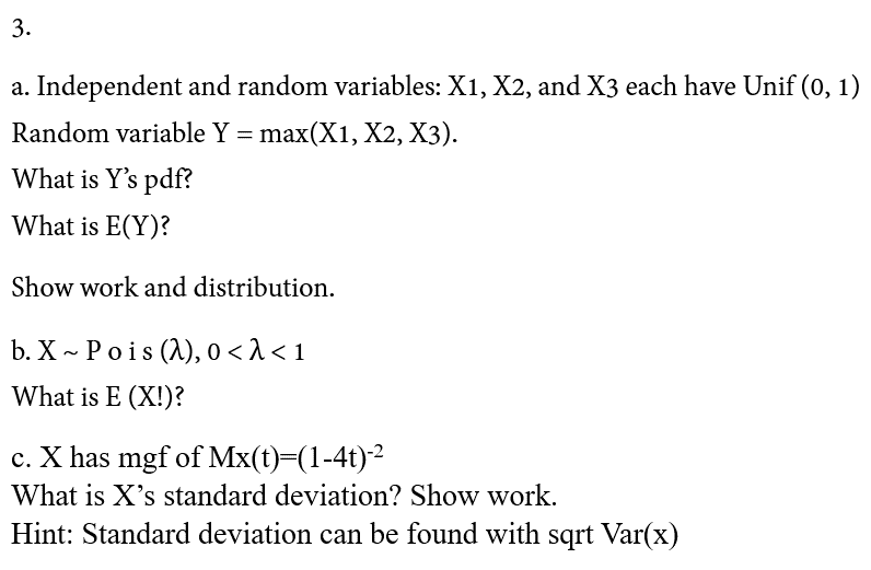 Solved 3. a. Independent and random variables: X1, X2, and | Chegg.com