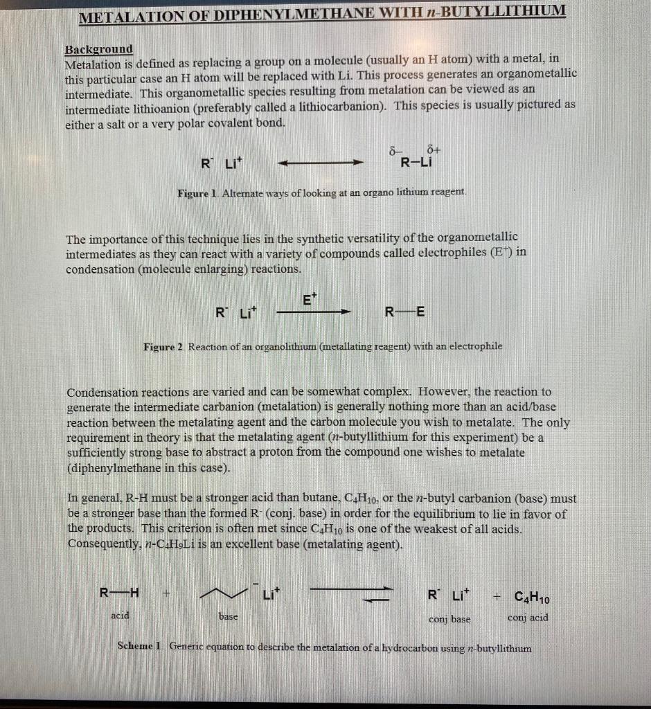 Solved METALATION OF DIPHENYLMETHANE WITH n-BUTYLLITHIUM | Chegg.com