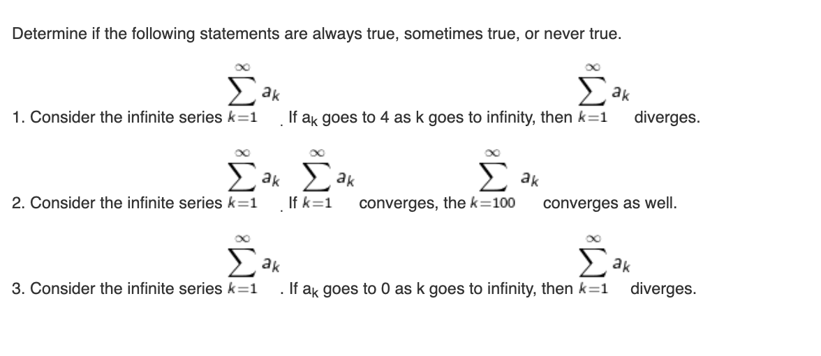 Solved Determine if the following statements are always | Chegg.com