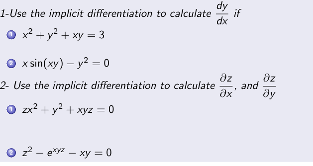 Solved 1-Use the implicit differentiation to calculate dxdy | Chegg.com