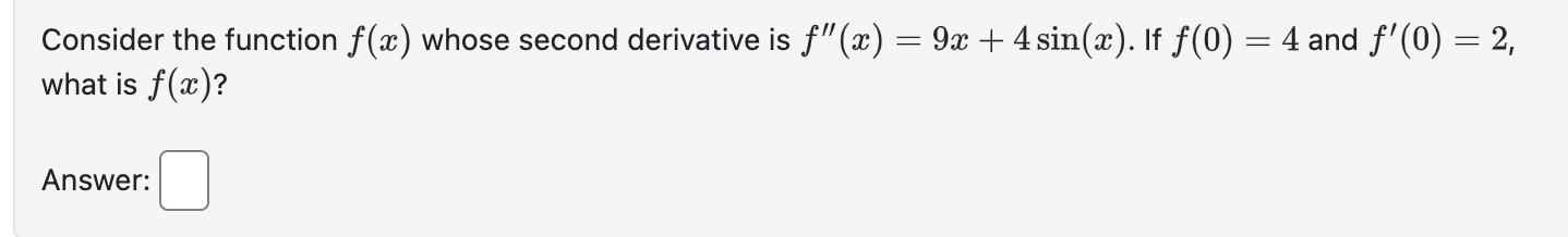 Solved Consider the function f(x) ﻿whose second derivative | Chegg.com