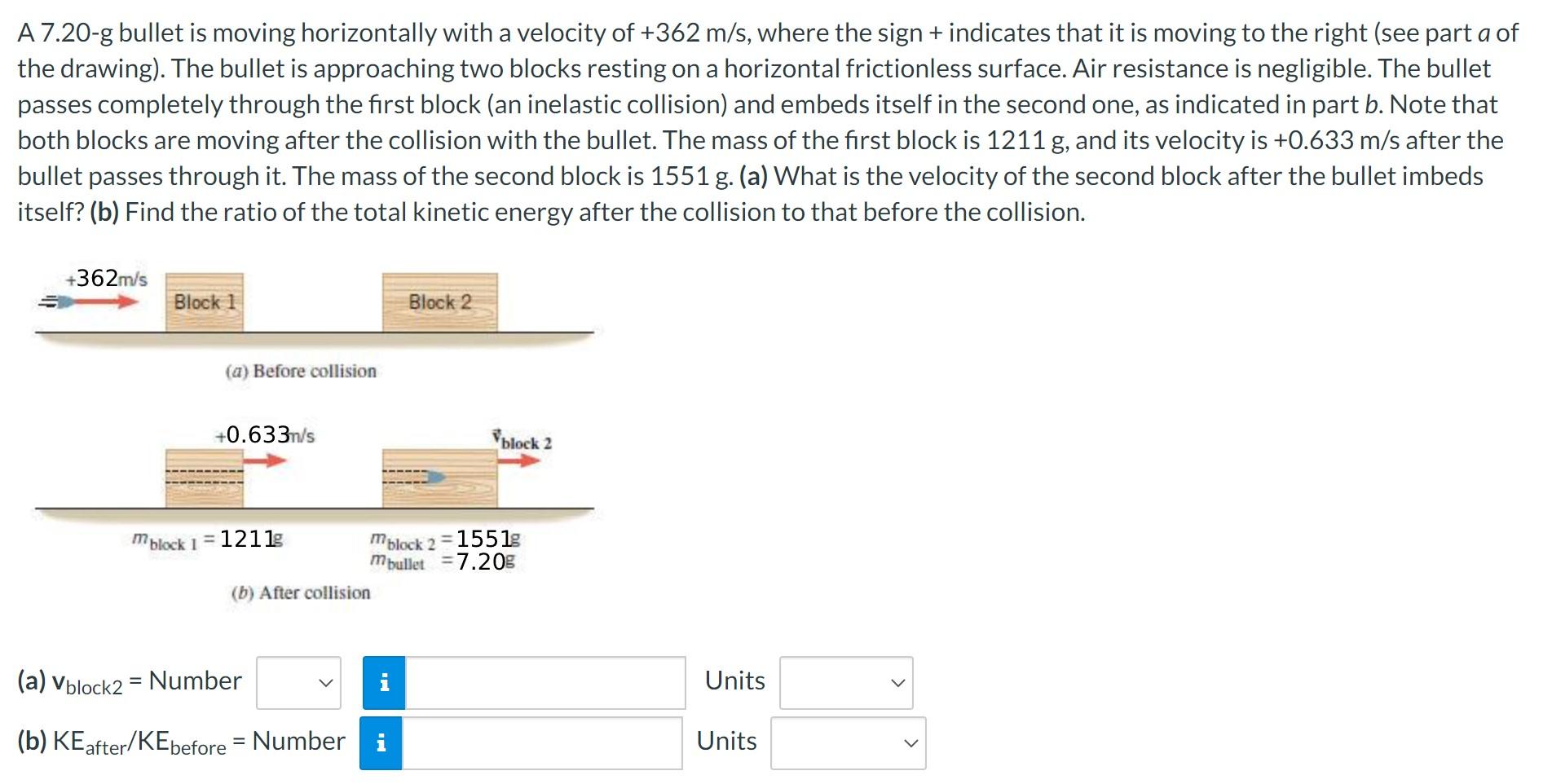 Solved A7.20-g bullet is moving horizontally with a velocity | Chegg.com