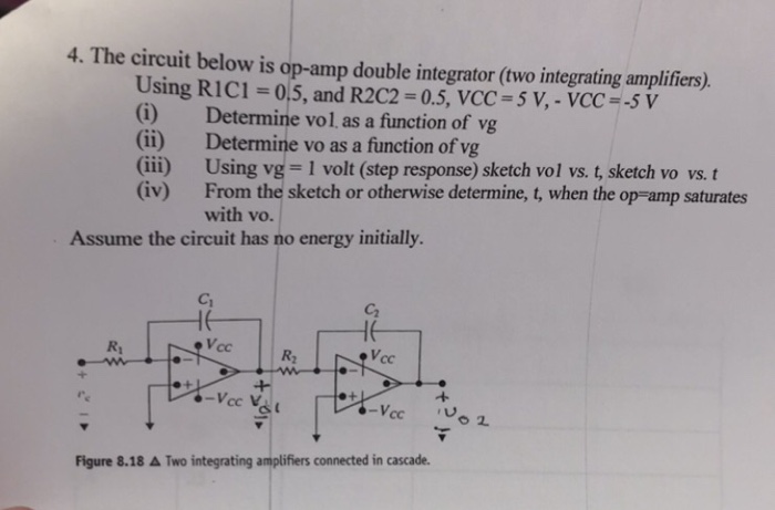 Solved The circuit below is op-amp double integrator (two | Chegg.com