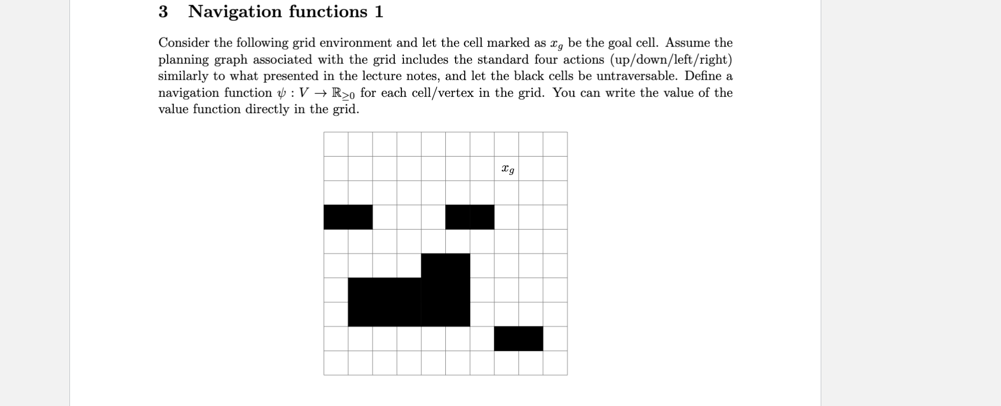 3 Navigation functions 1 Consider the following grid | Chegg.com