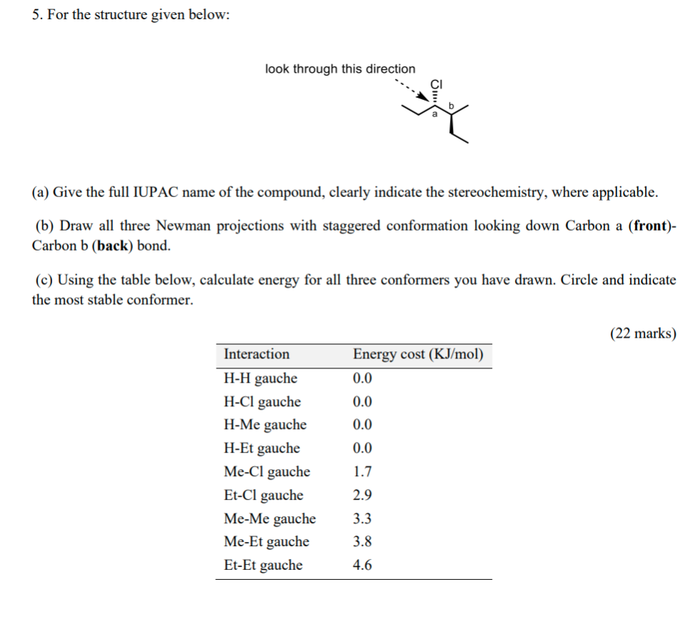 Solved 5. For the structure given below: look through this | Chegg.com
