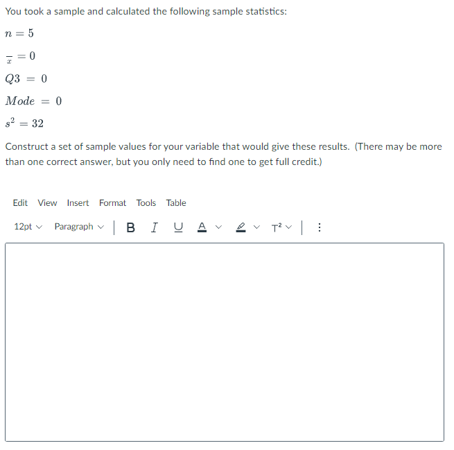 Solved You took a sample and calculated the following sample | Chegg.com