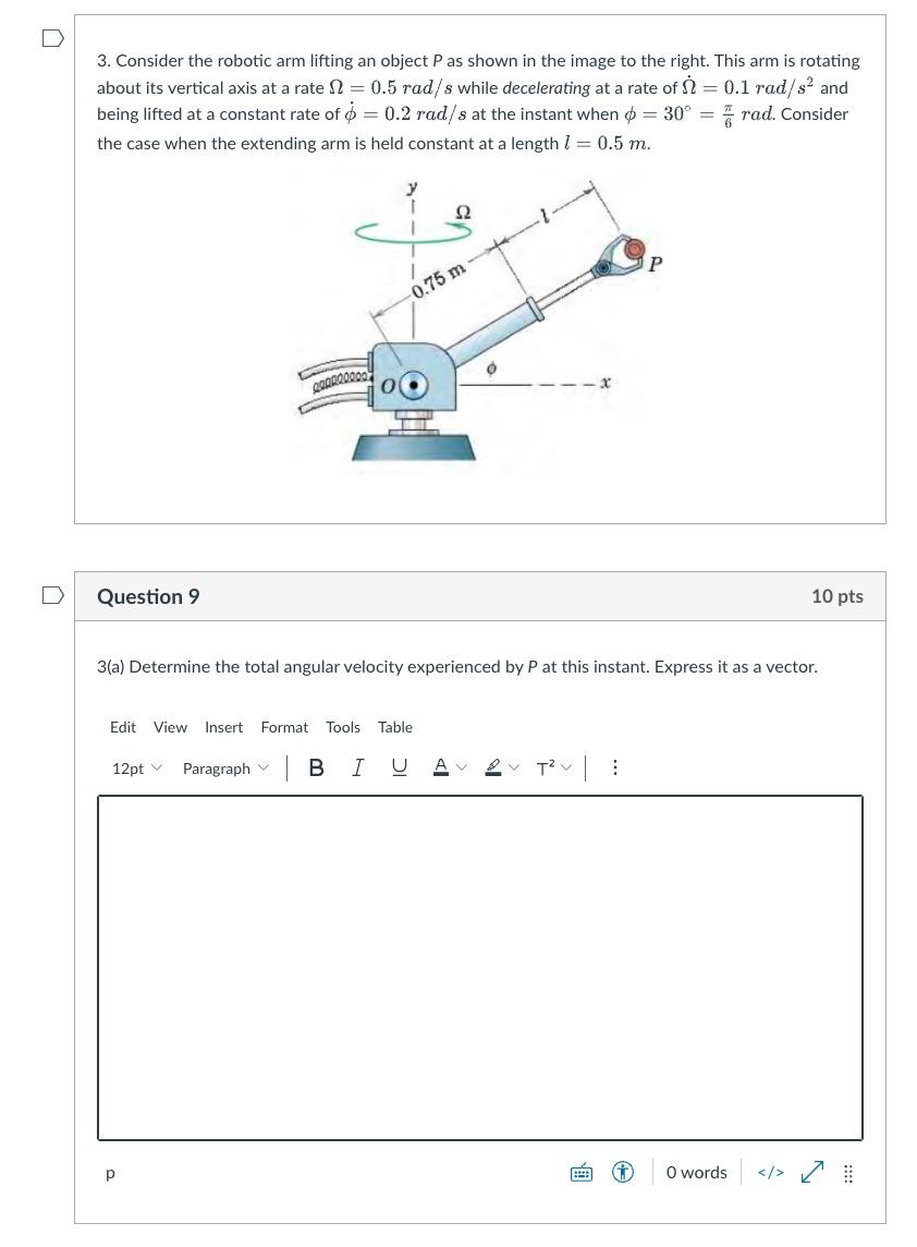 Solved 3. Consider the robotic arm lifting an object P as | Chegg.com