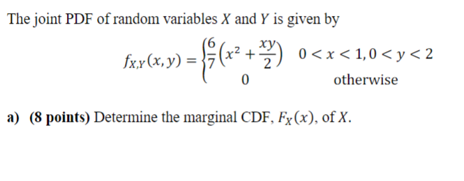Solved The joint PDF of random variables x ﻿and Y ﻿is given | Chegg.com